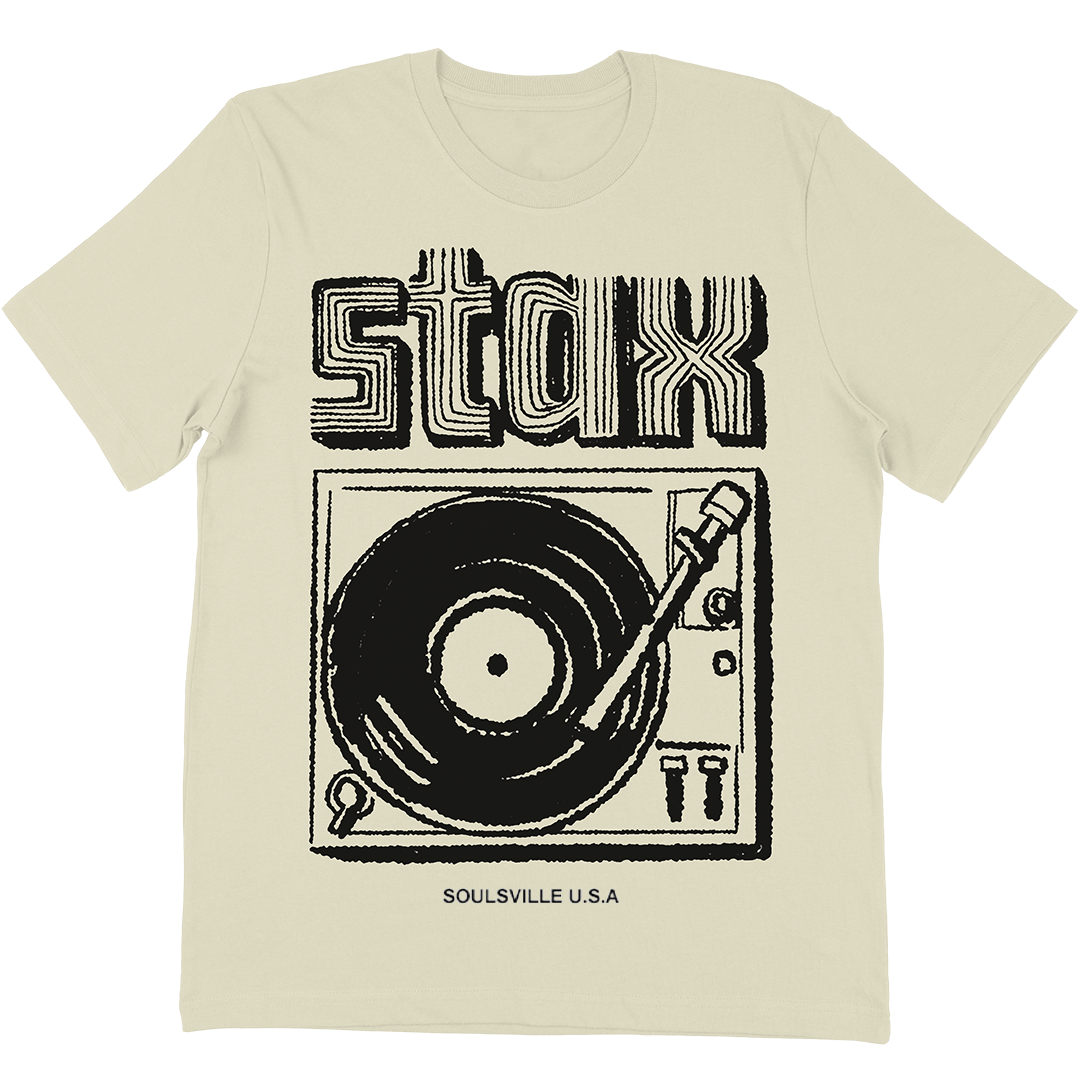 Stax Records Record Player T-Shirt In Vintage White – Authentic Band Merch