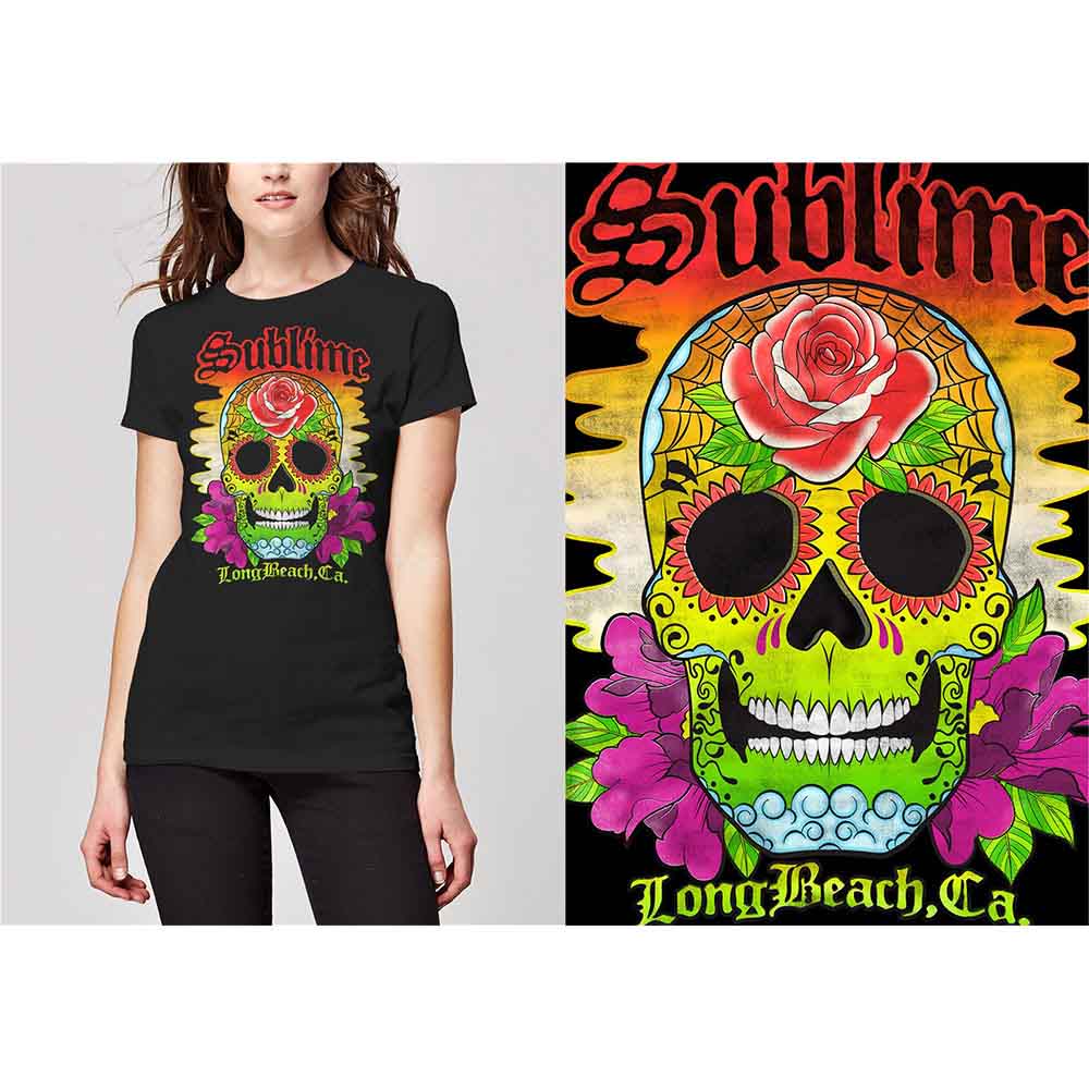 SUBLIME Attractive T-Shirt, Colour Skull | Authentic Band Merch