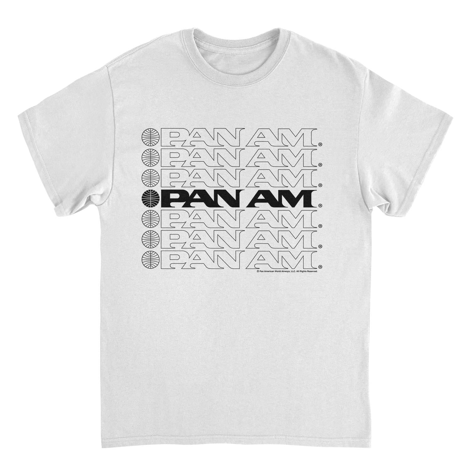 Pan Am Text Logo Cascade White T-Shirt – Authentic Band Merch
