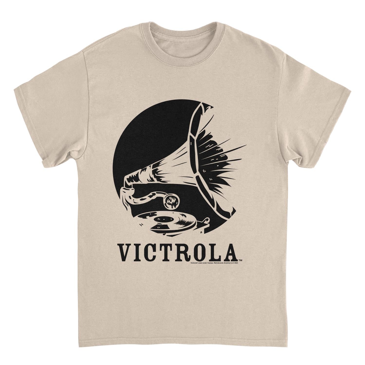 Victrola Black Silhouette Vintage Gramophone Record Sand T-Shirt ...
